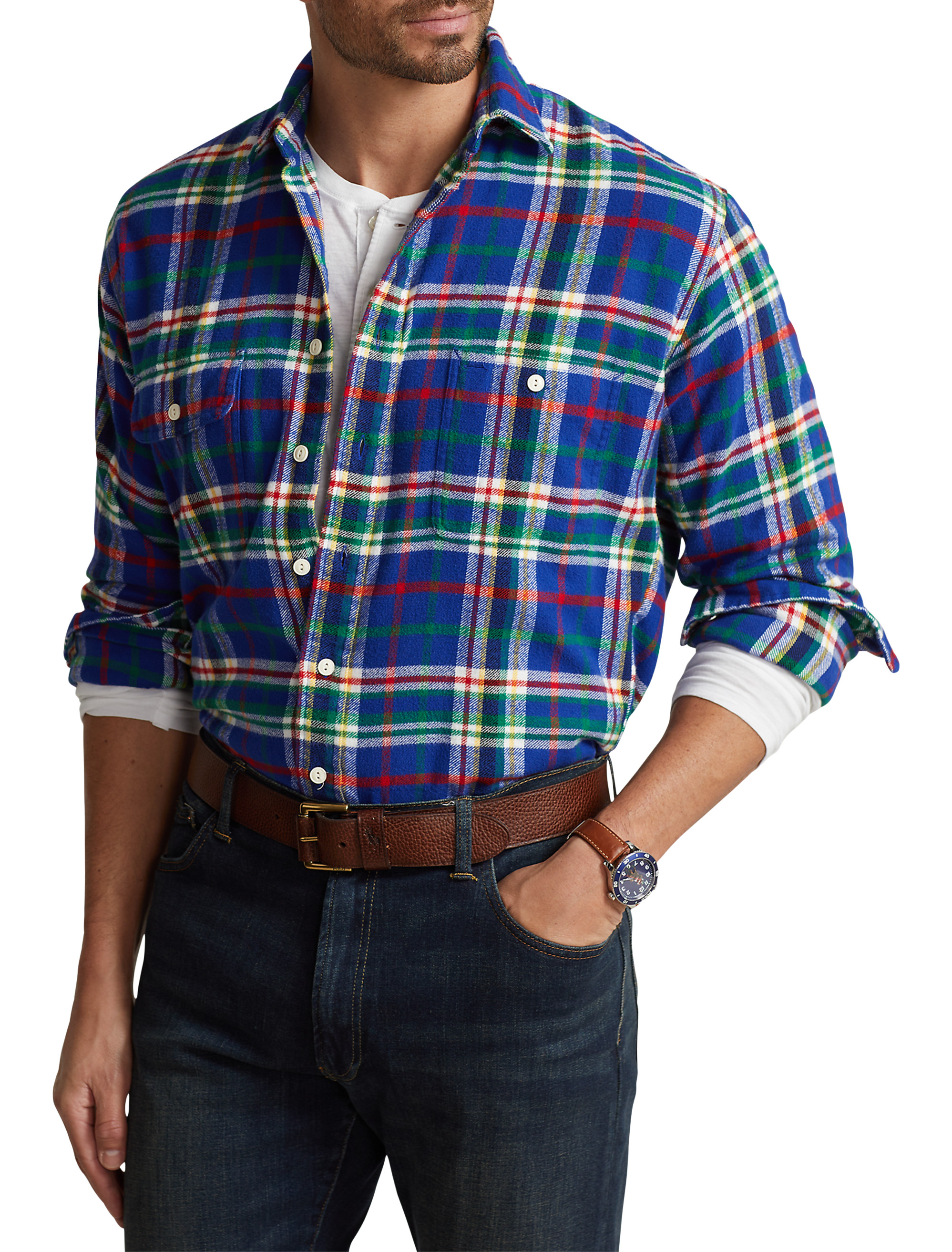 Big + Tall | Polo Ralph Lauren Multi Plaid Flannel Sport Shirt | DXL