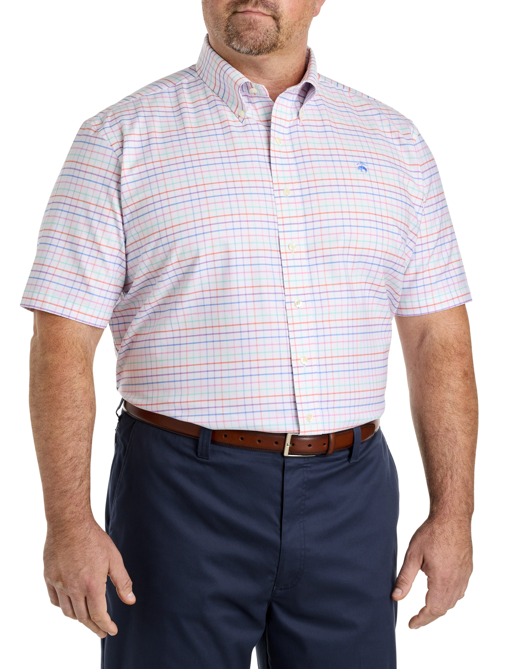 Big + Tall | Brooks Brothers Non-Iron Plaid Oxford Sport Shirt | DXL