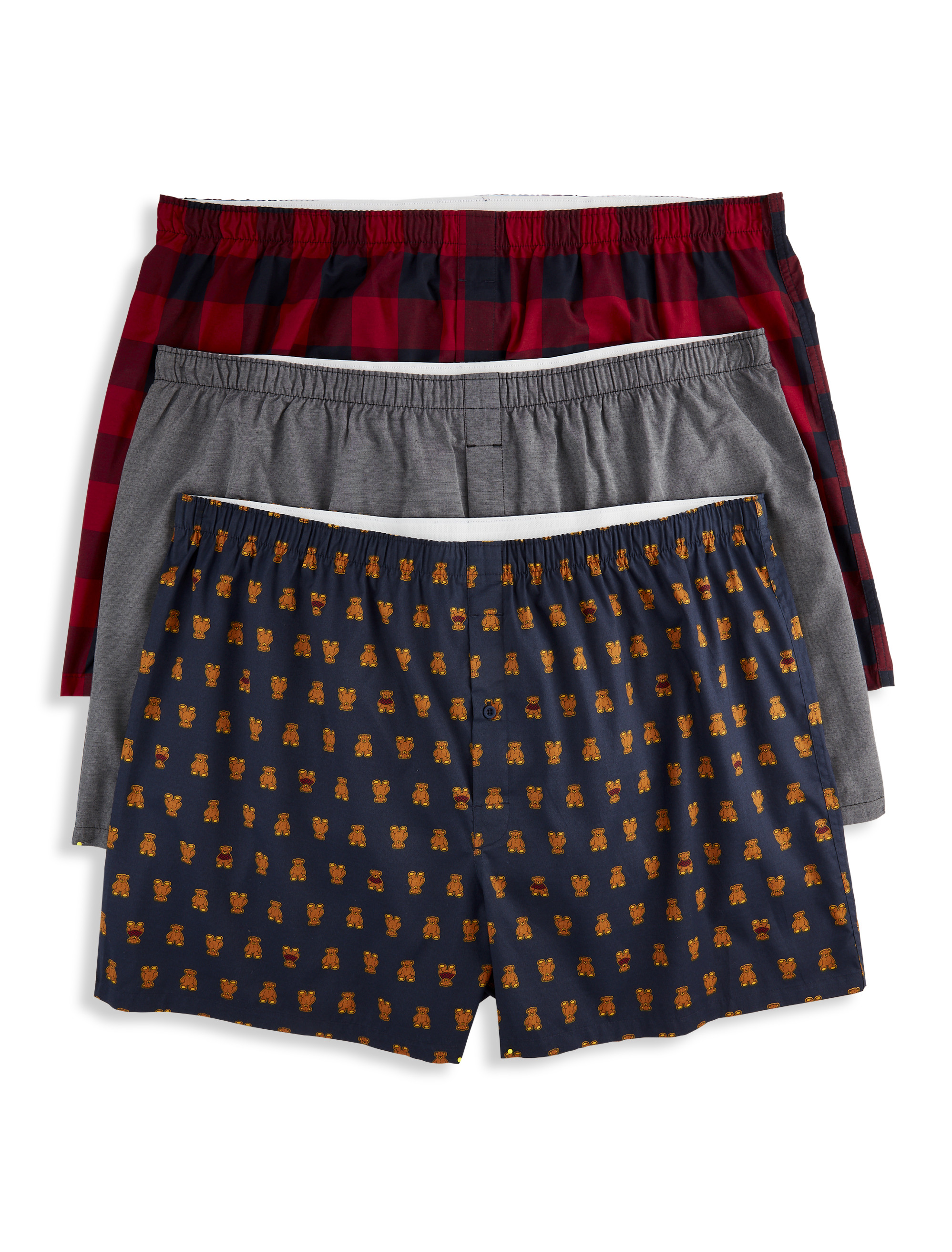 Big + Tall | Harbor Bay 3-pk Buffalo Bear 4.5 Inch Woven Boxers | DXL