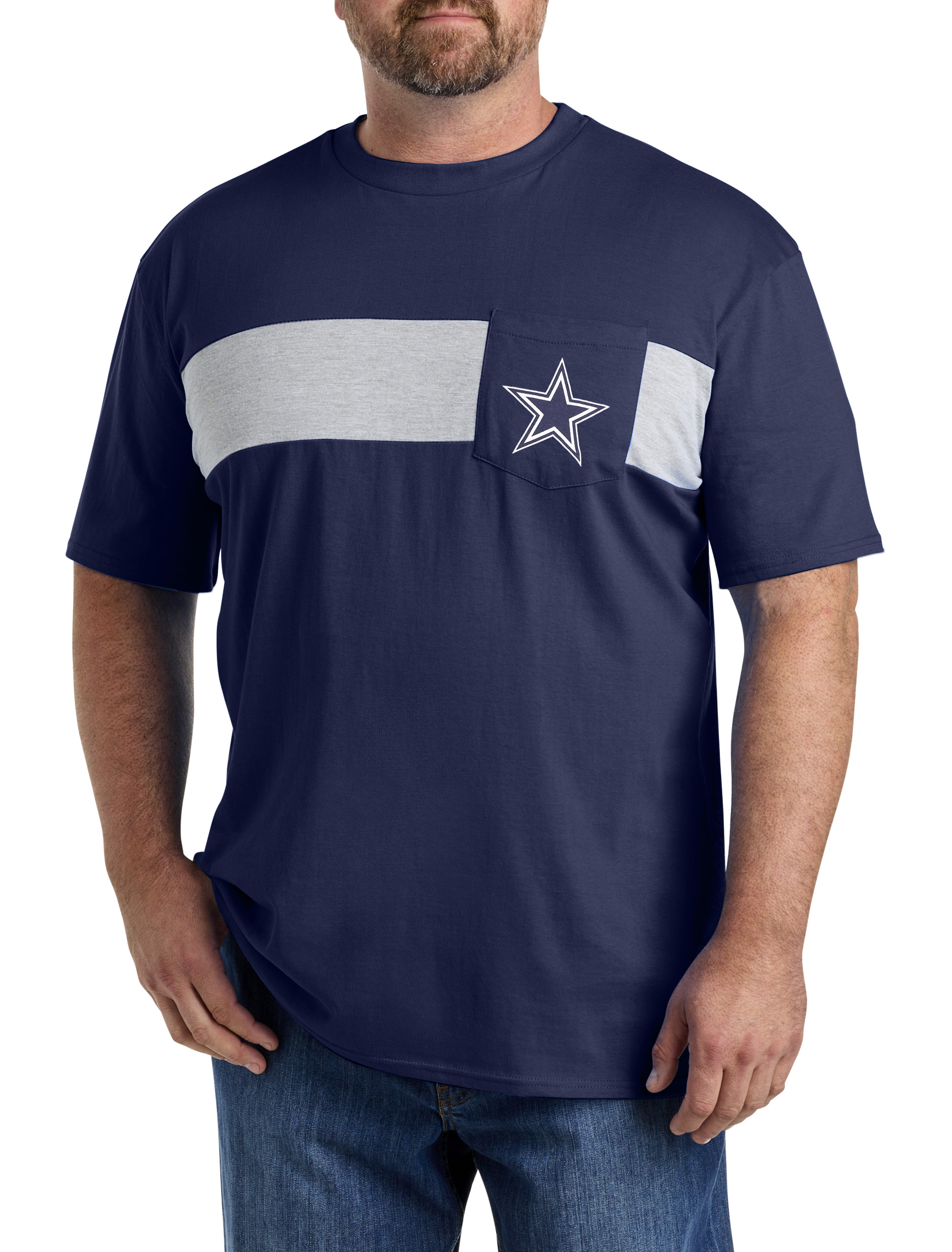 Big + Tall | NFL Chest-Striped Team Pocket T-Shirt | DXL