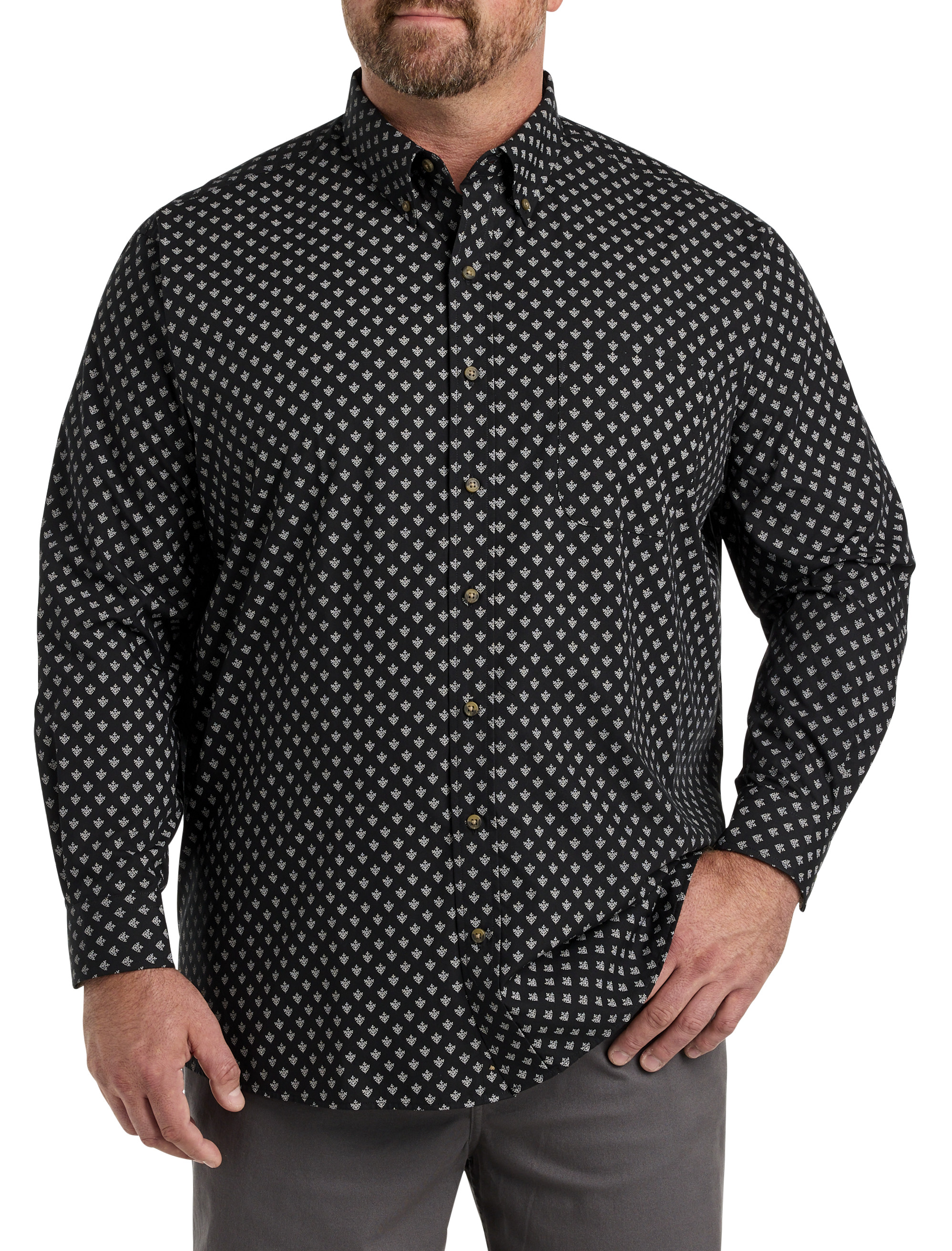 Big + Tall | Harbor Bay Easy-Care Medallion Print Sport Shirt | DXL