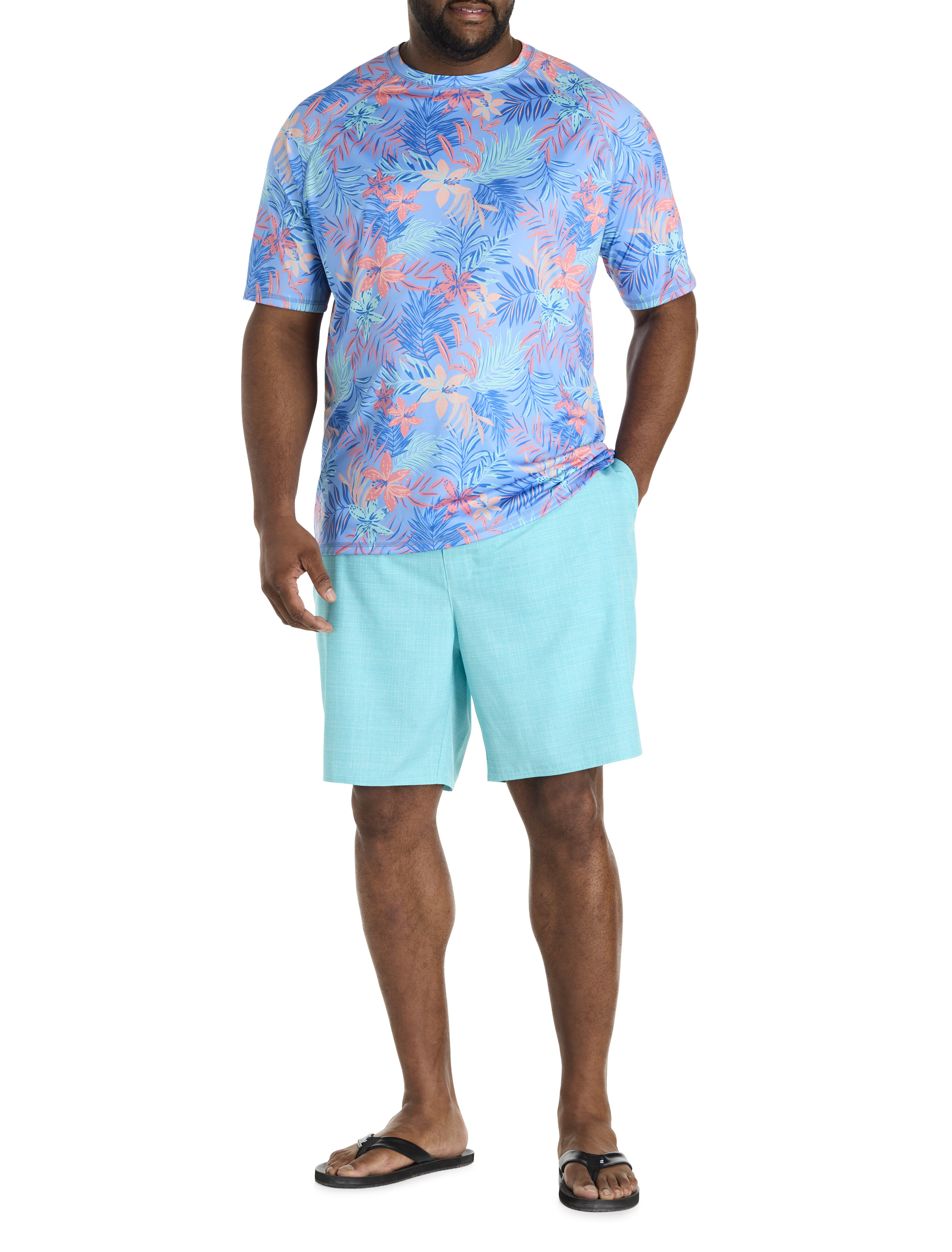 Big + Tall | Harbor Bay Printed Mesh Swim Shirt | DXL