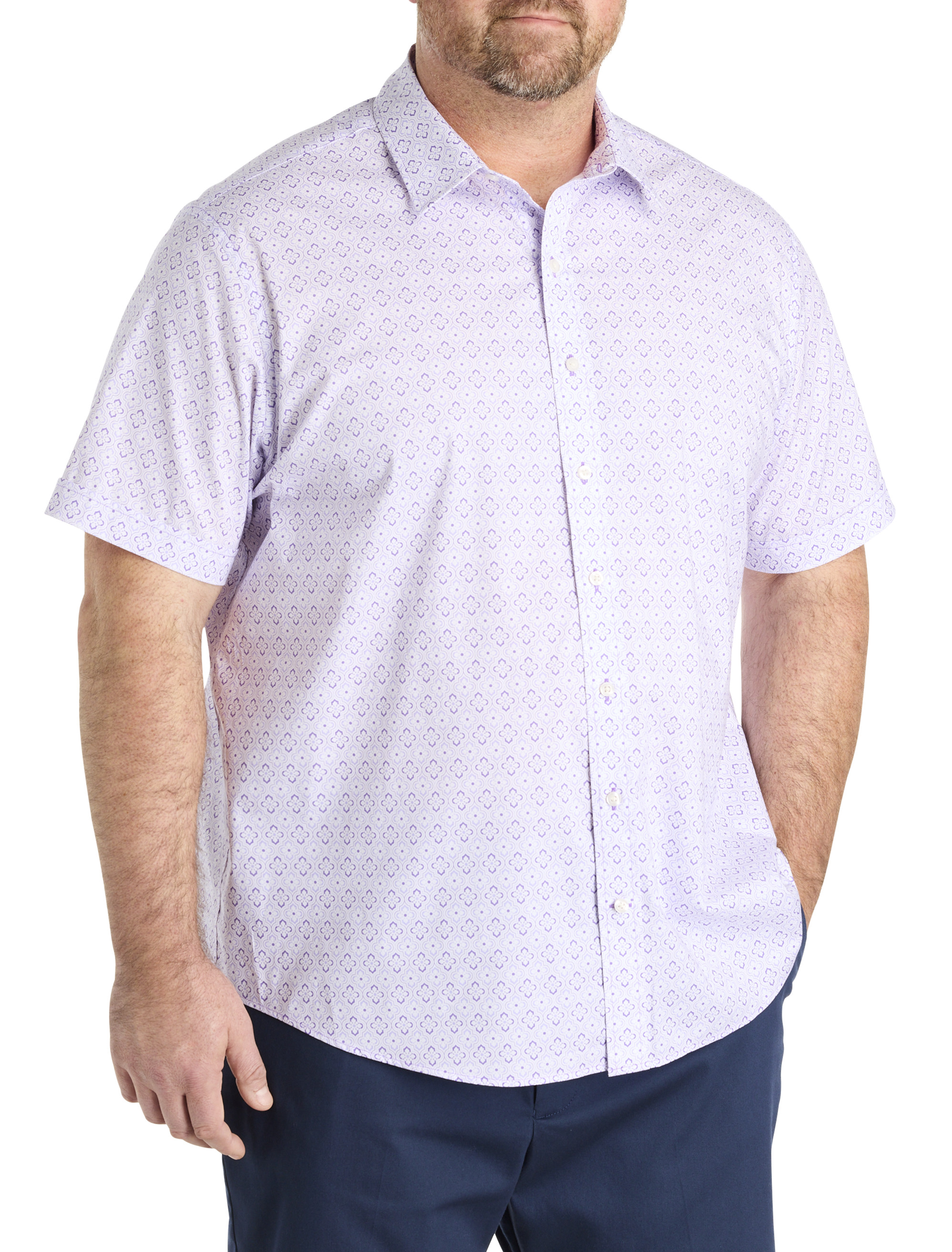 Big + Tall | Synrgy Quatrefoil Pattern Sport Shirt | DXL