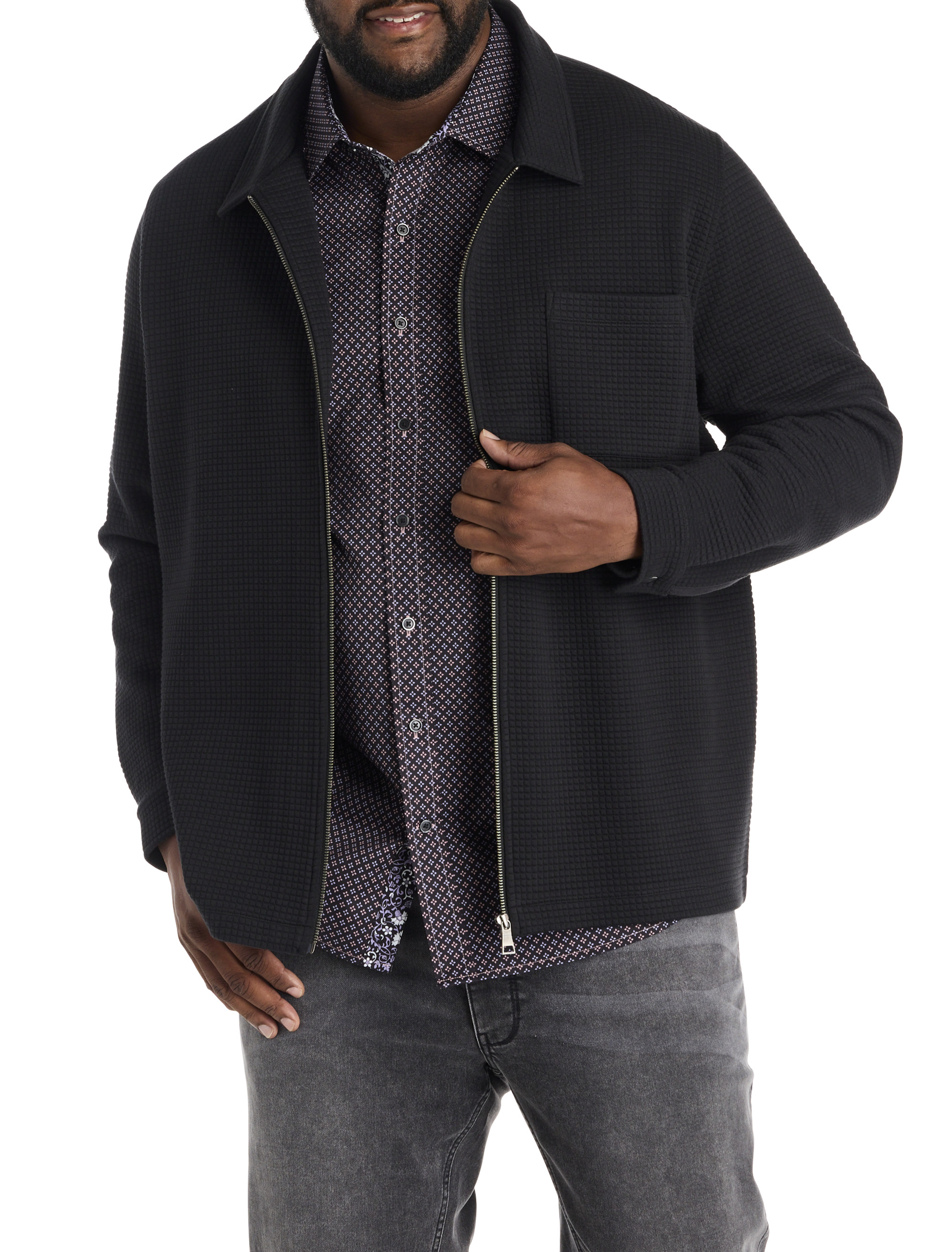 Big + Tall | Synrgy Waffle-Knit Full-Zip Shirt | DXL
