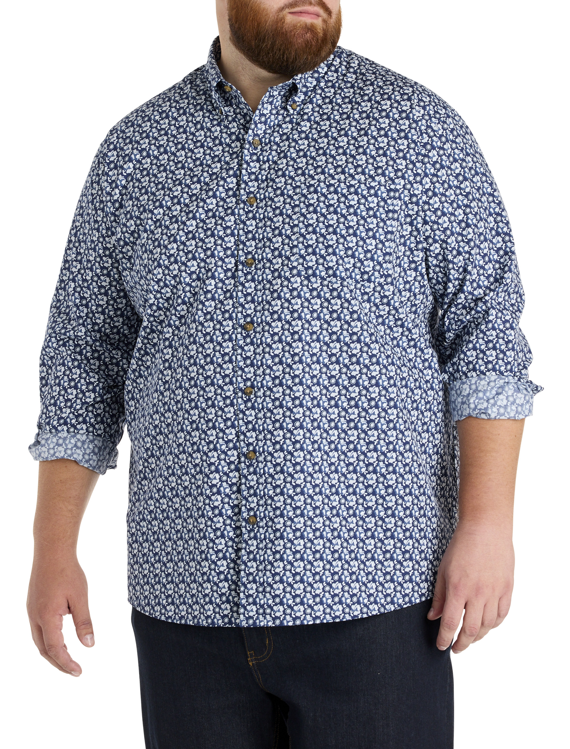 Big + Tall | Harbor Bay Easy-Care Floral Print Sport Shirt | DXL