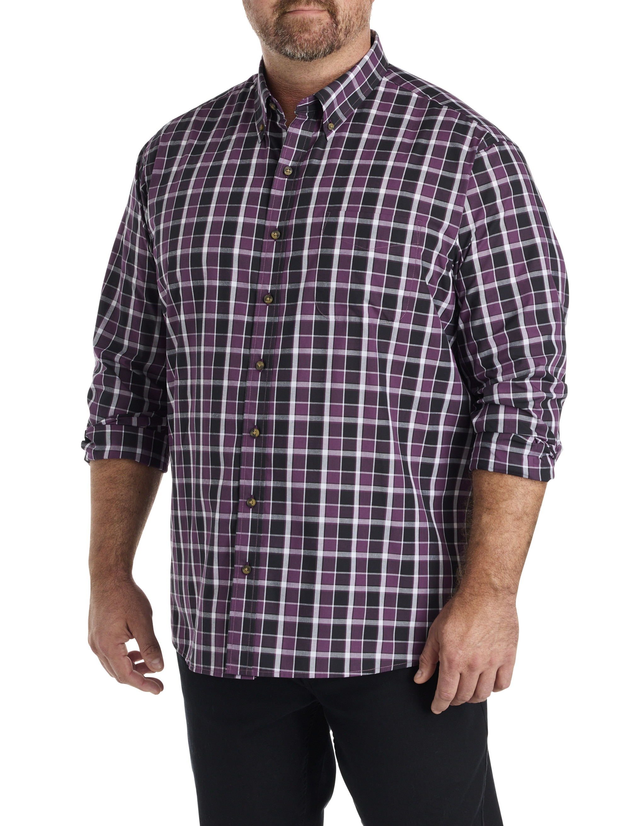 Big + Tall | Harbor Bay Easy-Care Medium Plaid Sport Shirt | DXL