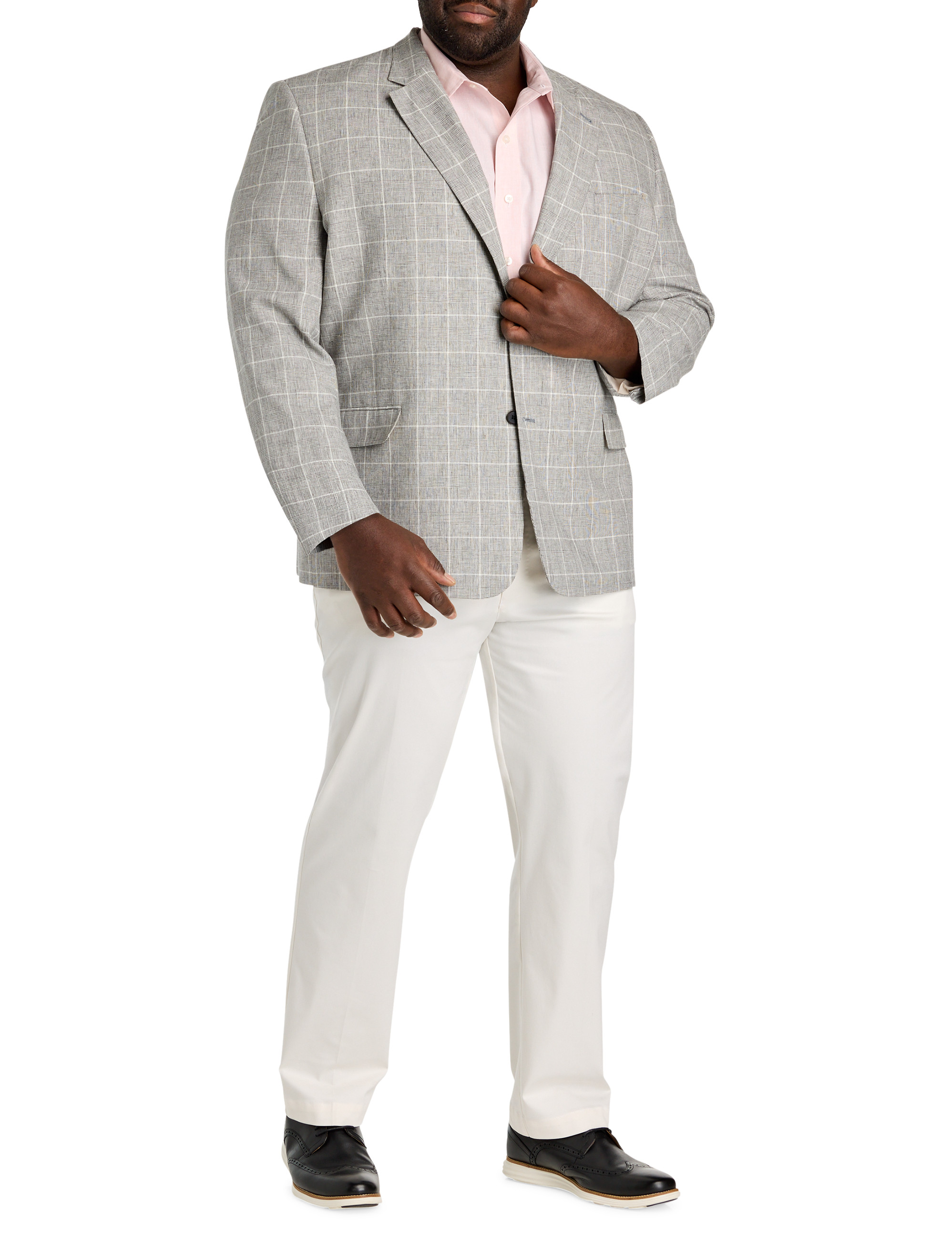 Big + Tall | Oak Hill Plaid Linen-Blend Suit Jacket | DXL